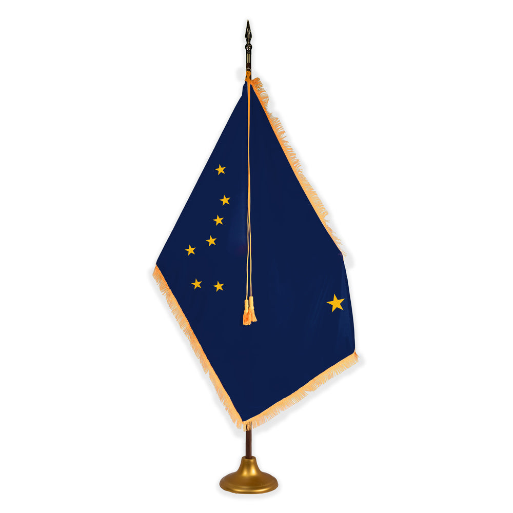 Alaska State Flag Set – Deluxe Oak Flagpole | 100% Made in the USA ...