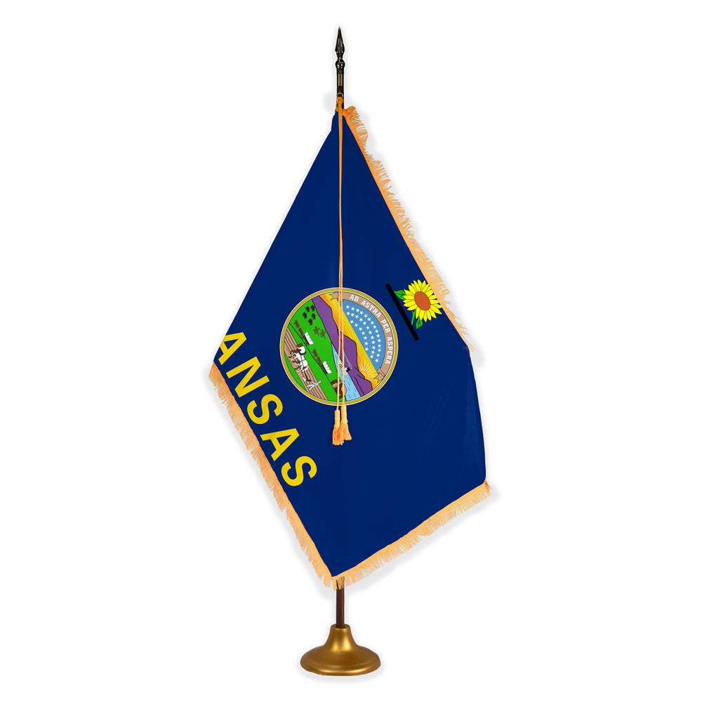 Kansas State Flag Set - Deluxe Oak Flagpole – Flags USA