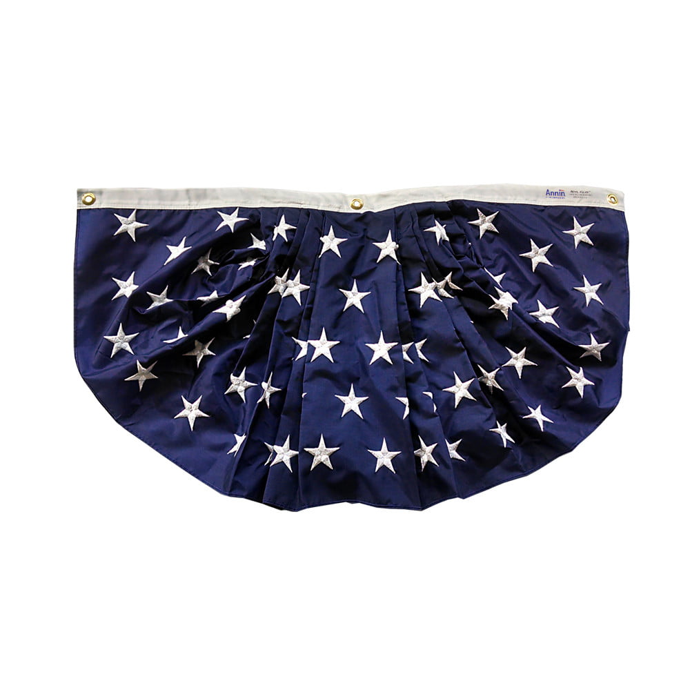 Full Fan - Blue with White Embroidered Stars - Nylon - 18"x36" – Flags USA