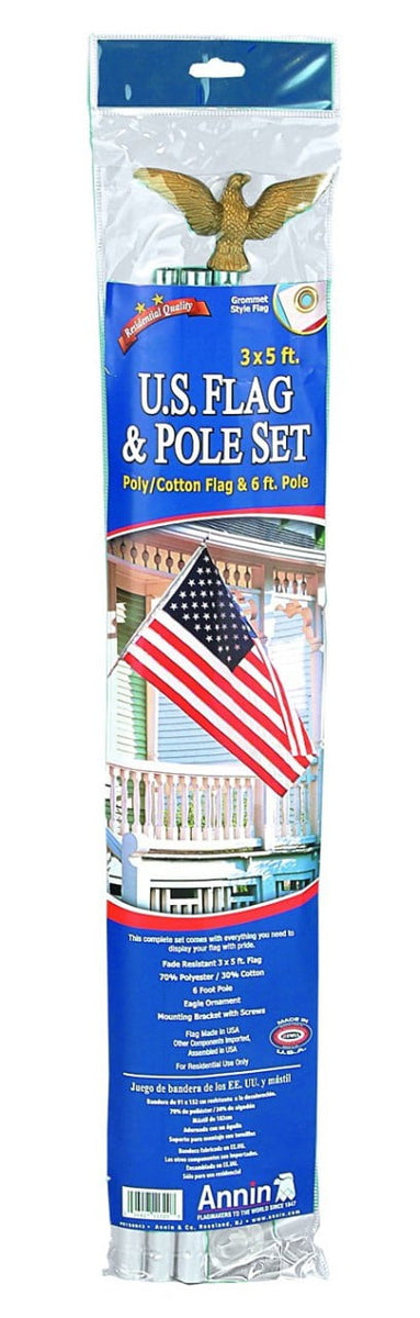 American Flag Set - 6' Sectional Aluminum Flagpole – Flags USA
